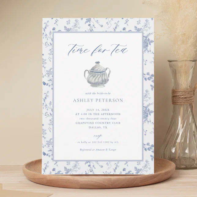 Elegant Time For Tea Bridal Shower Invitation | Zazzle