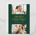 Elegant Timeless Script Merry Christmas Photo Foil Holiday Card | Zazzle