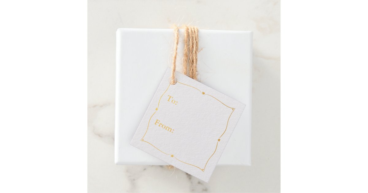 Elegant To And From Real Gold Foil Favor Tags | Zazzle