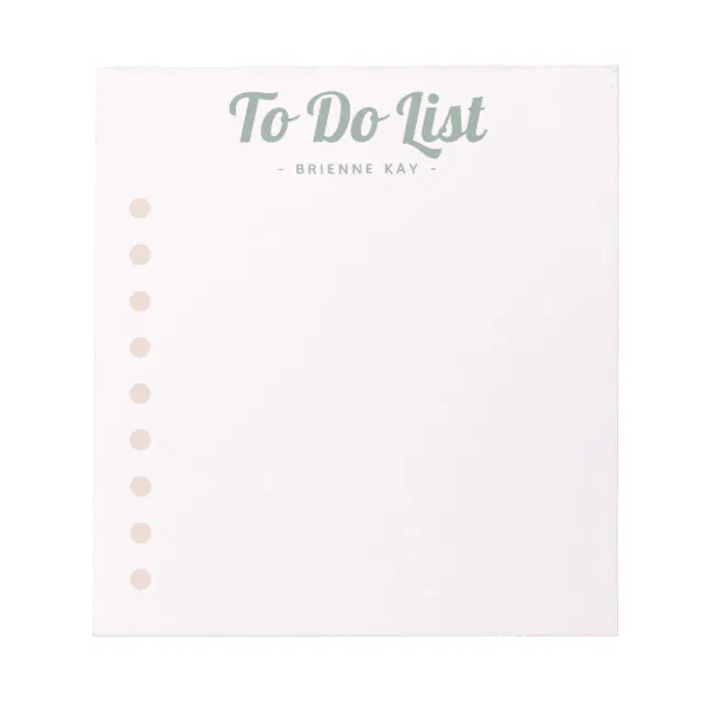 Elegant To Do List Name Template Rose Mint Bullets Notepad | Zazzle
