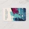 Elegant Torquoise Blue and Burgundy Abstract QR Business Card | Zazzle