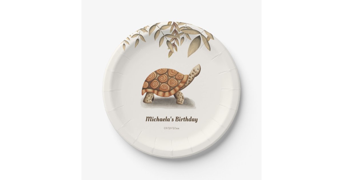 Elegant Tortoise Birthday Party Paper Plates | Zazzle