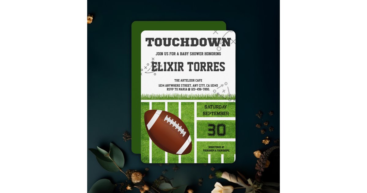 Elegant Touchdown Football Baby Shower Invitation | Zazzle