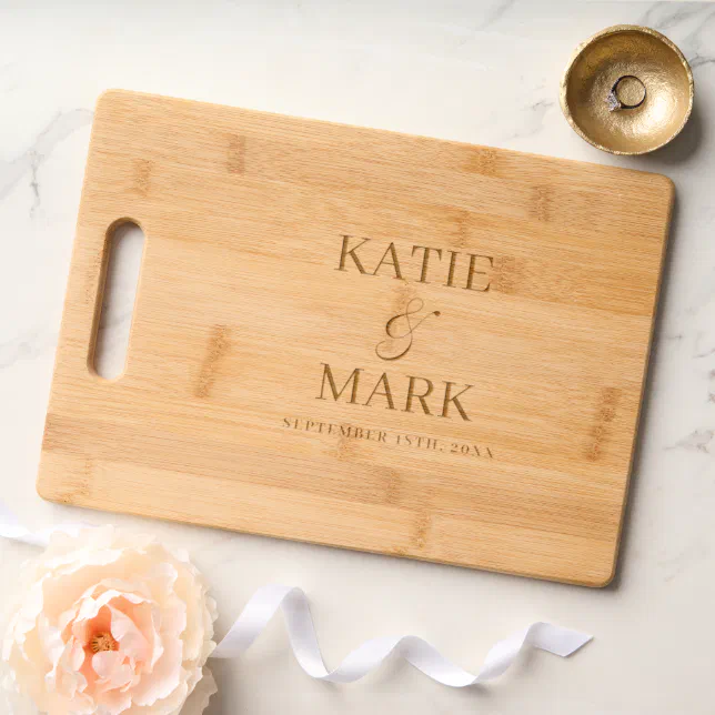 Elegant Traditional Calligraphy Script Wedding Engraved Cutting Board ...