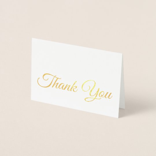 Elegant Traditional Gold Script Thank You Foil Card | Zazzle.com