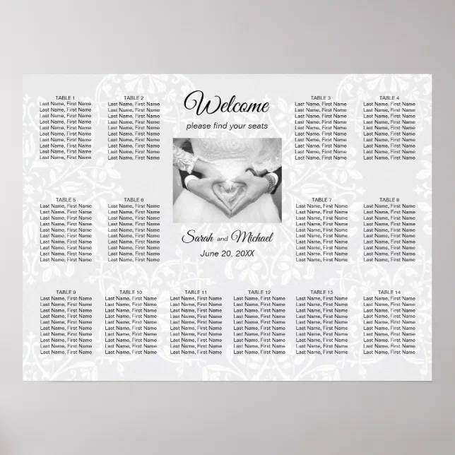 Elegant Traditional Photo Wedding Seating Chart | Zazzle