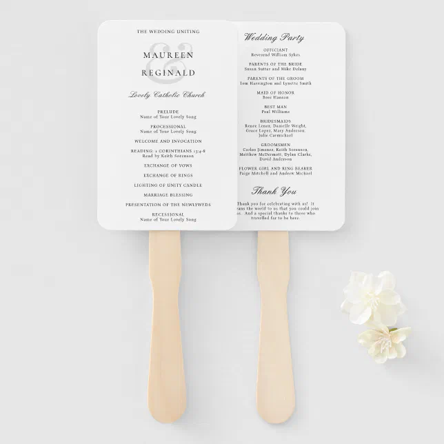 Elegant Traditional Wedding Program Hand Fan | Zazzle