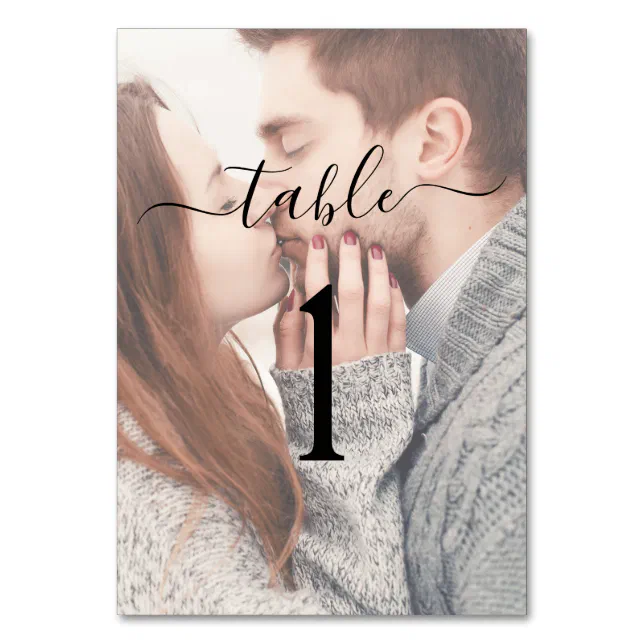 Elegant Transparent Photo Wedding Reception Table Number | Zazzle