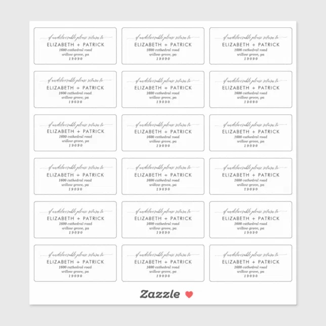 Elegant Transparent Return Address Labels | Zazzle