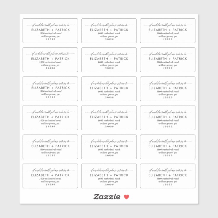 Elegant Transparent Return Address Labels | Zazzle