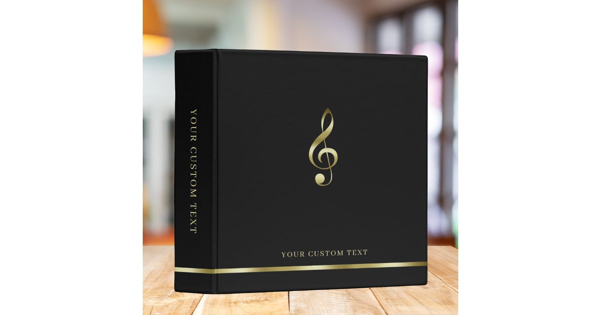 Elegant Treble Clef Music Choir Concert Black 3 Ring Binder | Zazzle