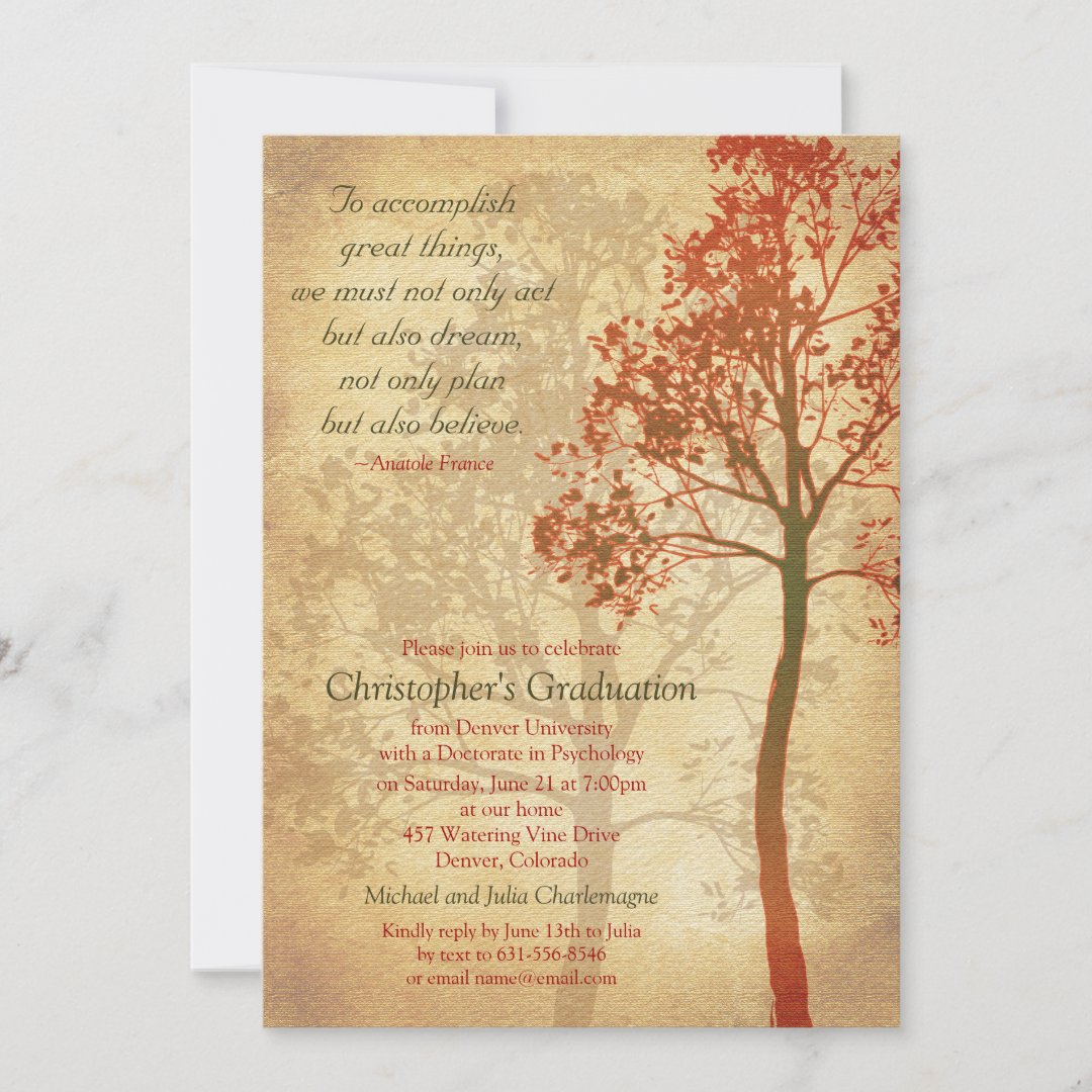 Elegant Tree Graduation Invitation | Zazzle