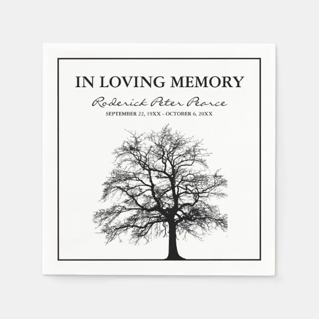 Elegant Tree | In loving Memory Funeral Napkins | Zazzle