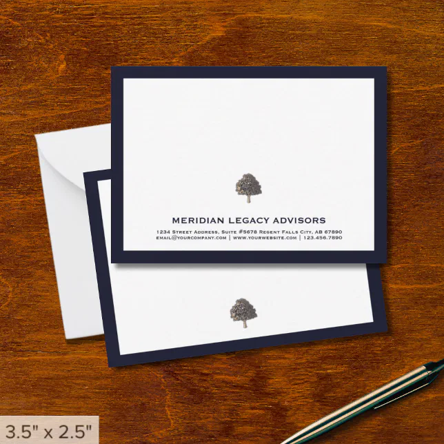Elegant Tree Logo Business Note Card | Zazzle