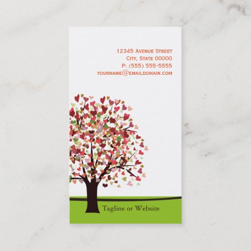 Elegant Tree of Hearts - Simple and Nature Business Card | Zazzle