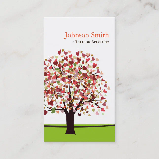 Elegant Tree of Hearts - Simple and Nature Business Card | Zazzle