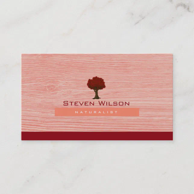 Elegant Tree Red Nature Wood Garden Landscape Business Card | Zazzle