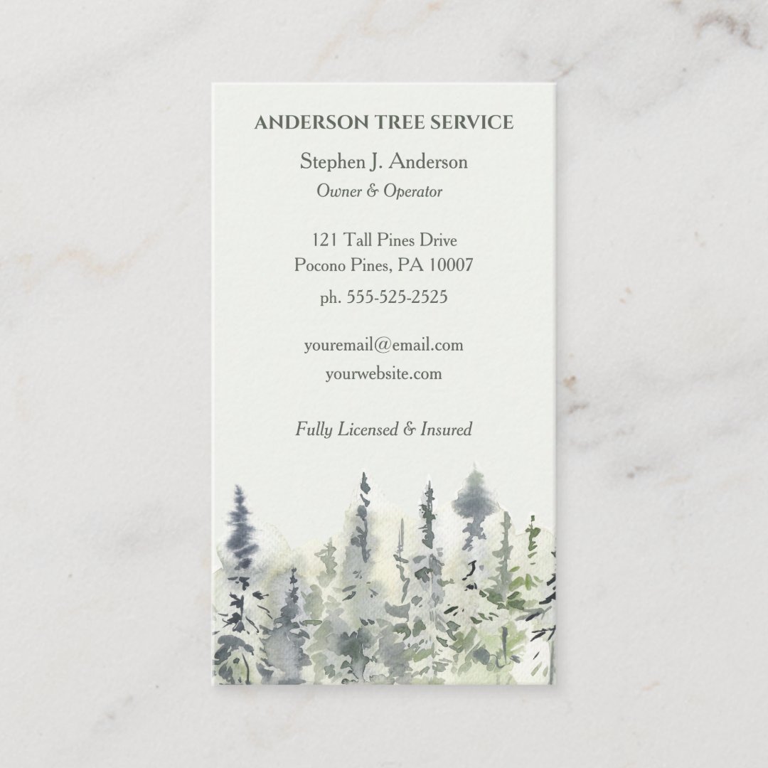 Elegant Tree Service Arborist Trimming Business Card | Zazzle