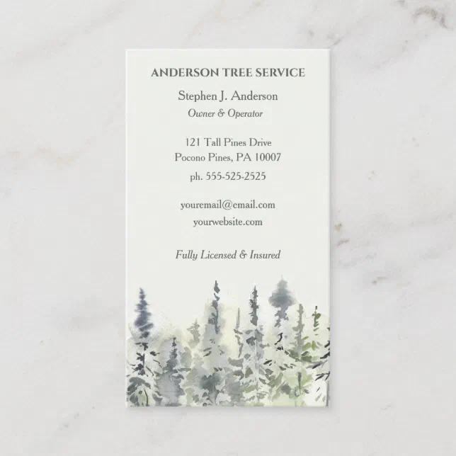 Elegant Tree Service Arborist Trimming Business Card | Zazzle