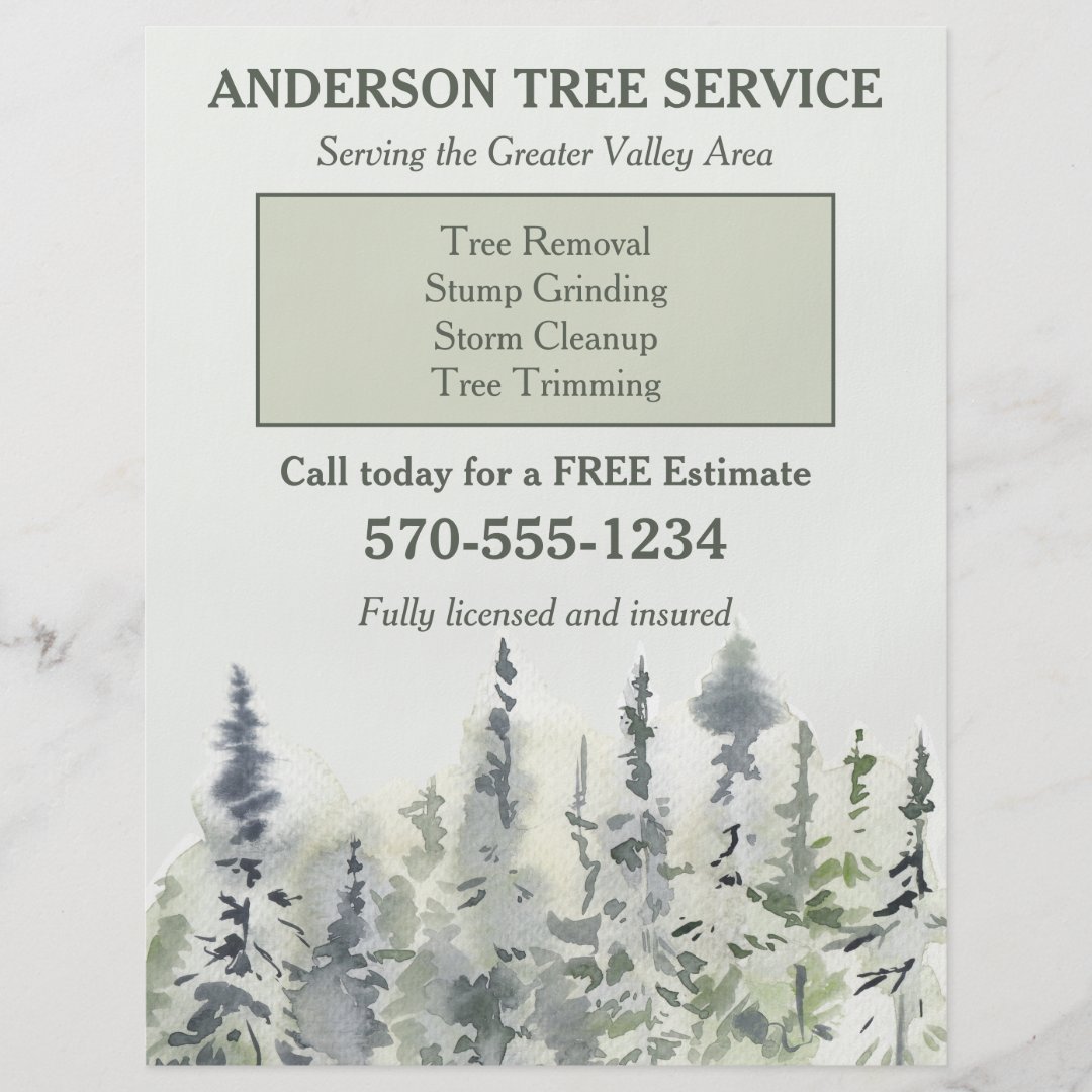 Elegant Tree Service Arborist Trimming Flyer | Zazzle