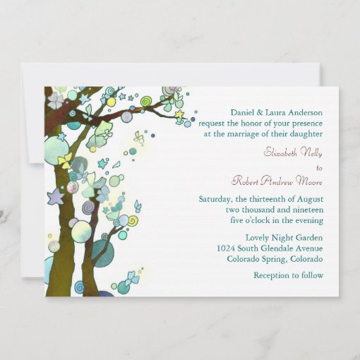 Elegant Tree Theme Forest Green Wedding Invitation | Zazzle