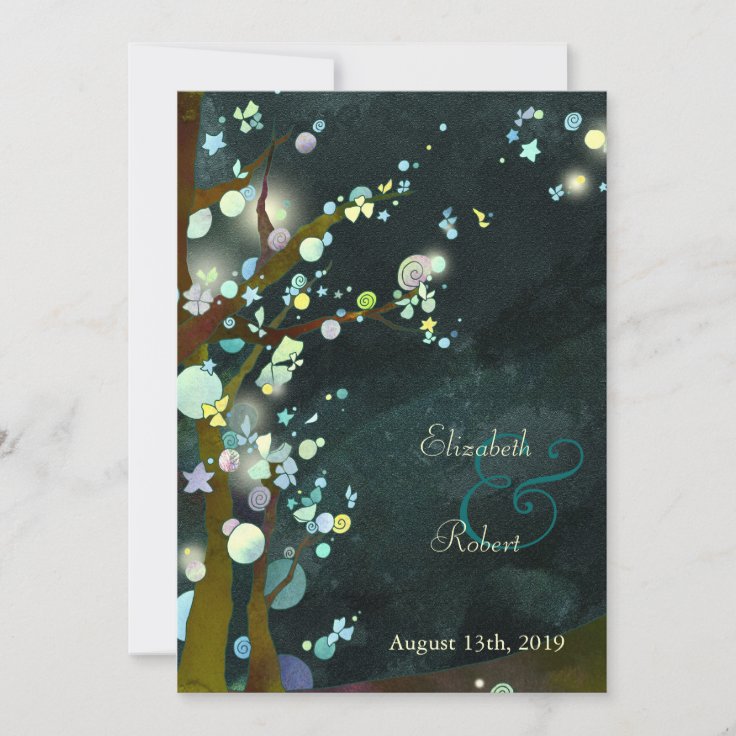 Elegant Tree Theme Forest Green Wedding Invitation | Zazzle