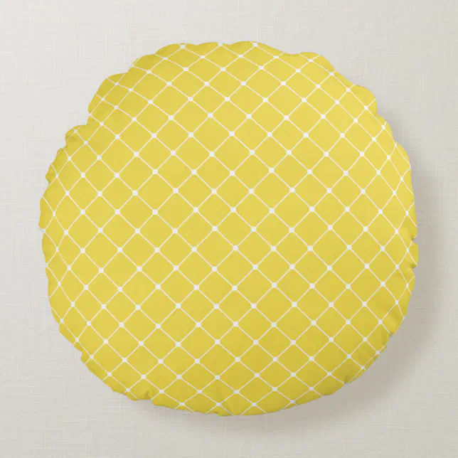 Elegant Trellis Pattern | Sunny Yellow Round Pillow | Zazzle