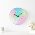 Elegant Trendy Confetti Holographic Large Clock | Zazzle