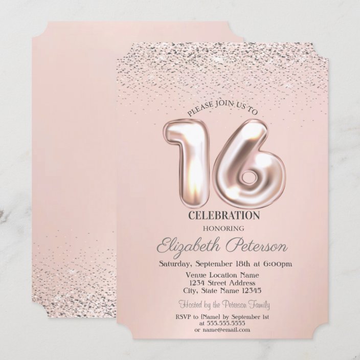 Elegant Trendy Confetti Sweet 16 Invitation | Zazzle.com