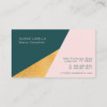Elegant & Trendy Geometric Pink, Green & Gold Business Card | Zazzle