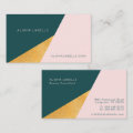 Elegant & Trendy Geometric Pink, Green & Gold Business Card | Zazzle