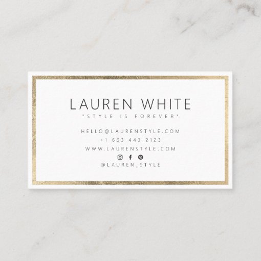 Elegant trendy gold foil frame minimal modern business card | Zazzle