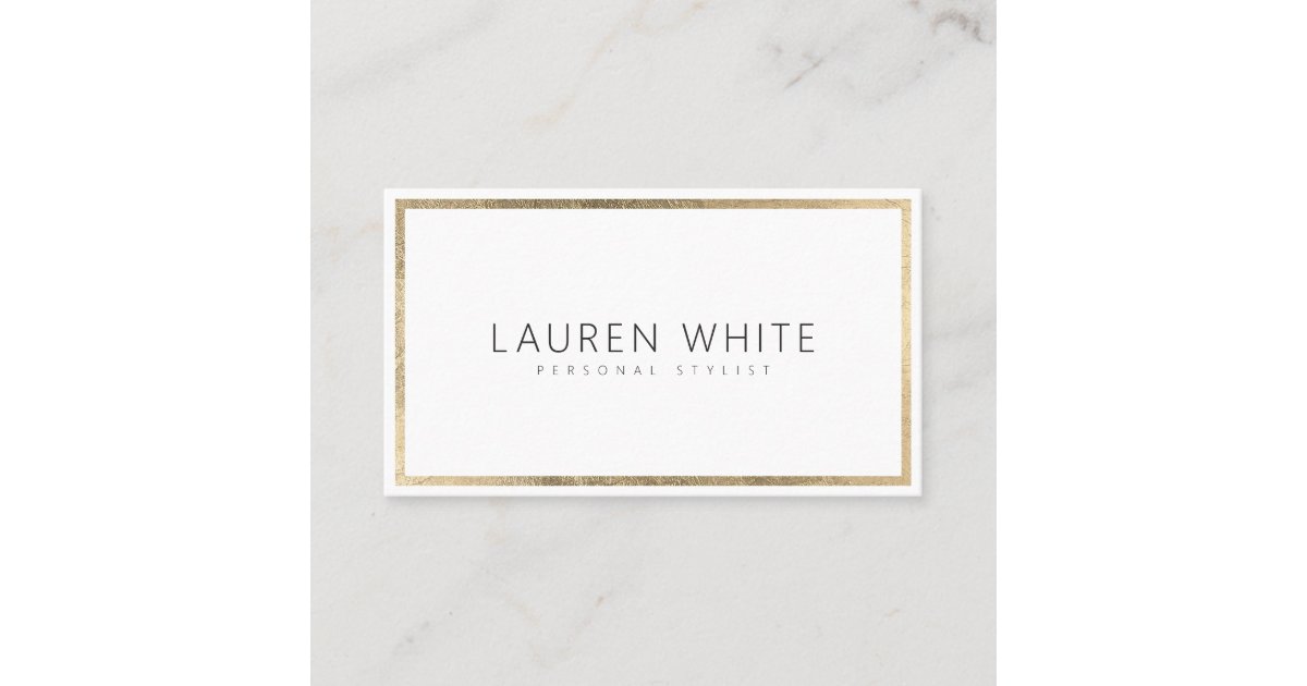 Elegant trendy gold foil frame minimal modern business card | Zazzle