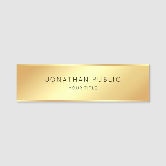 Elegant Trendy Gold Template Modern Professional Name Tag | Zazzle.com