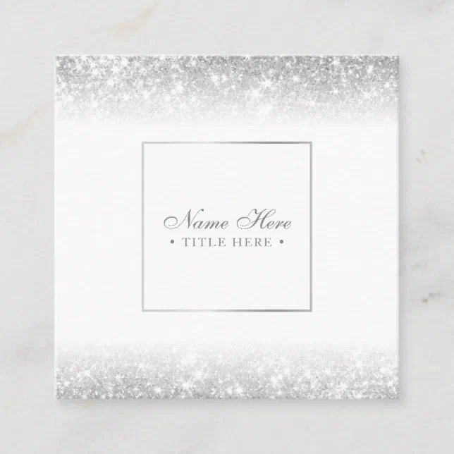 Elegant Trendy Luxe Silver Square Business Card | Zazzle