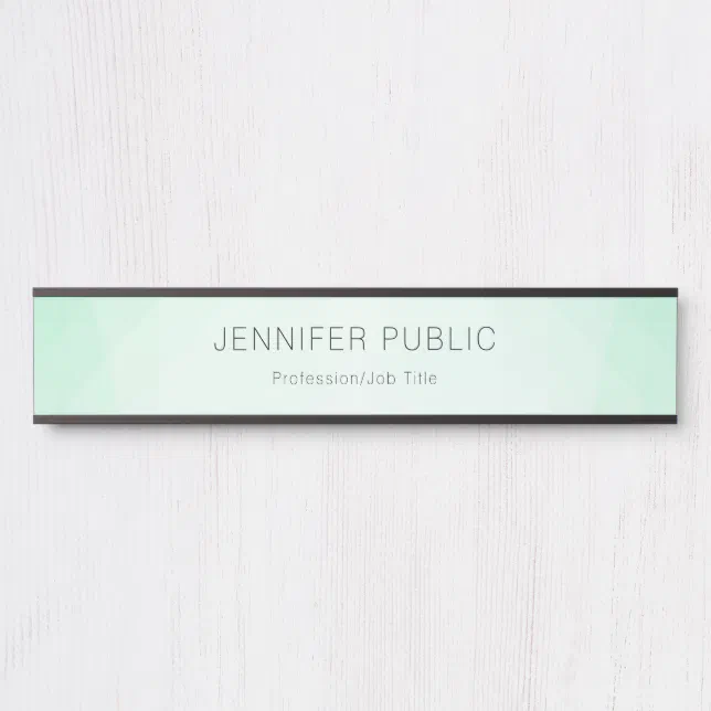 Elegant Trendy Mint Green Modern Minimalist Door Sign | Zazzle