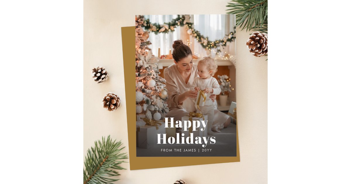 Elegant Trendy Modern Photo Christmas Holiday Card | Zazzle