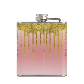 Elegant Trendy Pink Gold Glitter Monogram Initial Flask | Zazzle