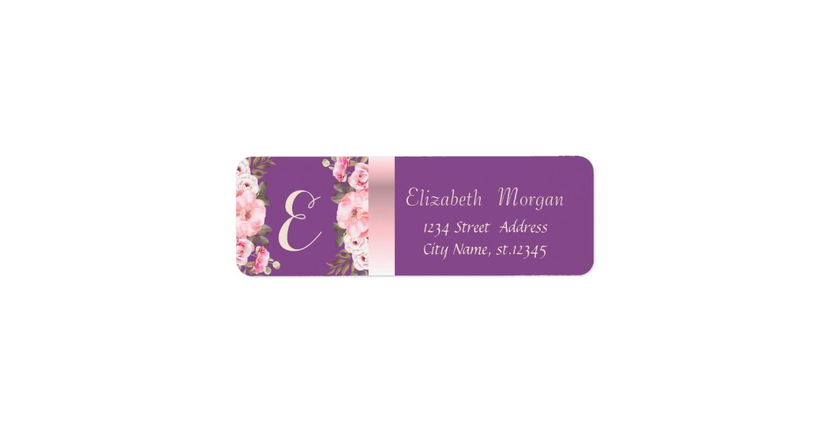 Elegant Trendy Romantic,Violet Watercolor Flowers Label | Zazzle