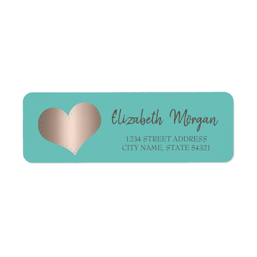 Elegant Trendy,Rose Gold Heart, Address Label | Zazzle