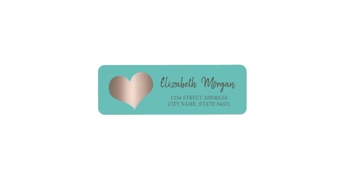 Elegant Trendy,Rose Gold Heart, Address Label | Zazzle