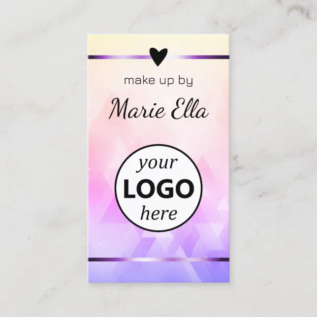 Elegant Triangle Pattern Heart Photo QR Code Logo Business Card | Zazzle