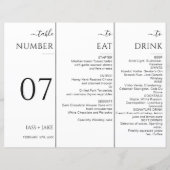 Elegant Trifold Table Number Modern Wedding Menu | Zazzle