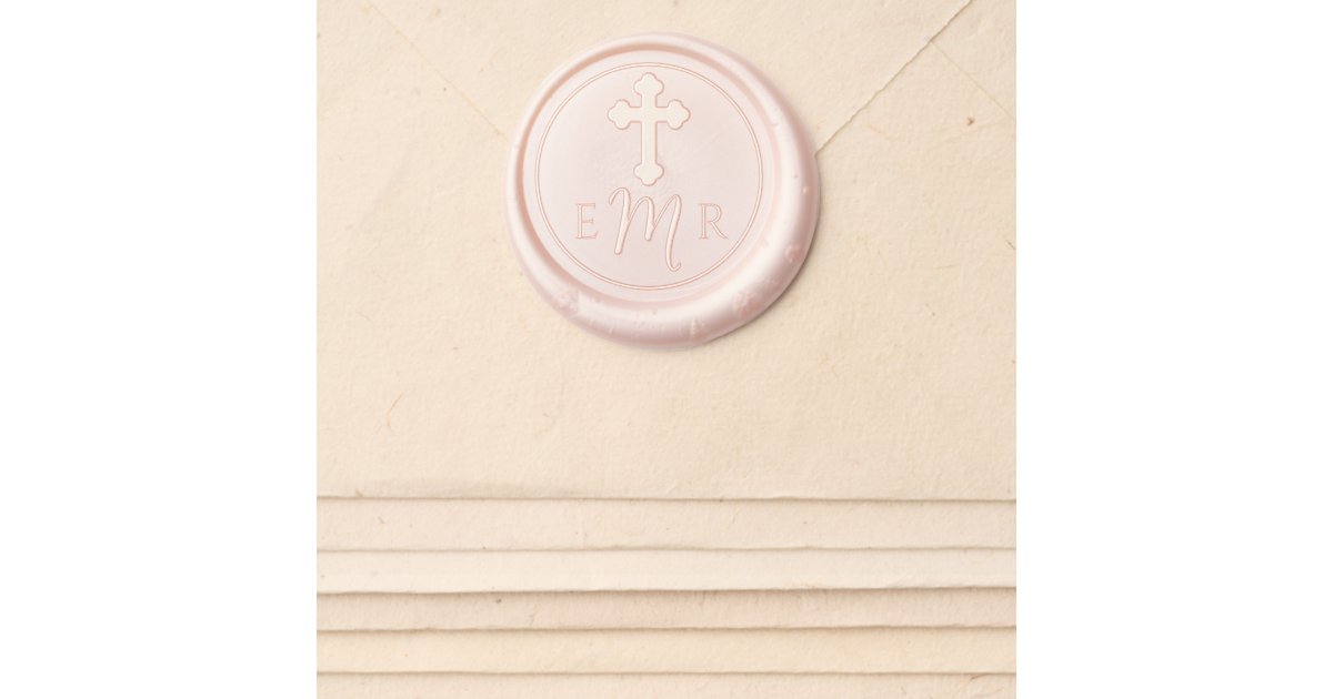 Elegant Trinity Cross and Three-Initial Monogram Wax Seal Sticker | Zazzle