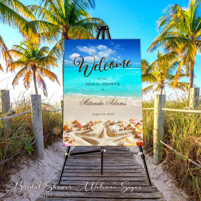 Elegant Tropical Beach Bridal Shower Welcome Sign | Zazzle