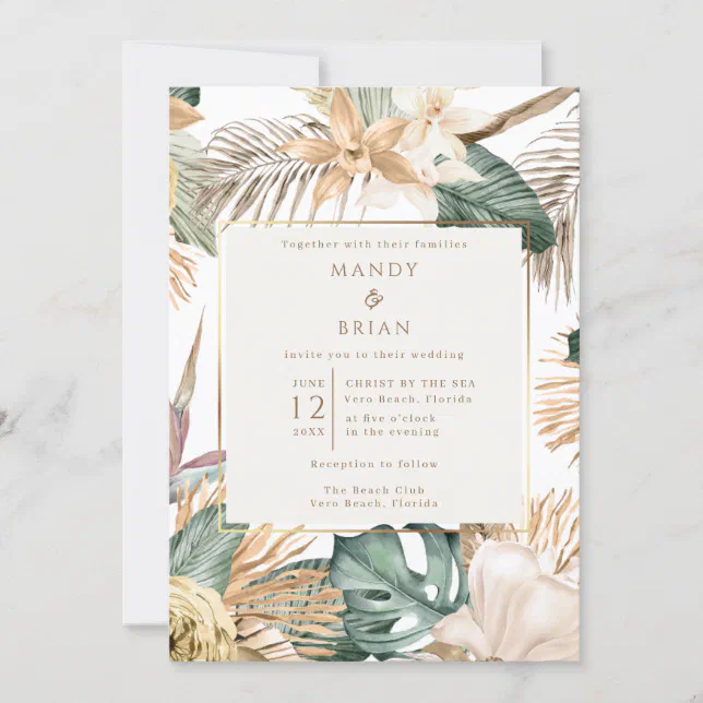 Elegant Tropical Beach Destination Wedding Invitation | Zazzle