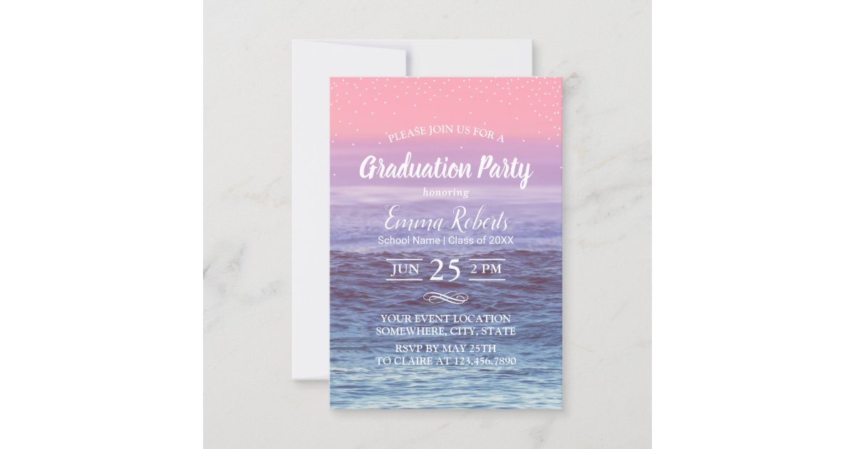 Elegant Tropical Beach Graduation Party Invitation | Zazzle