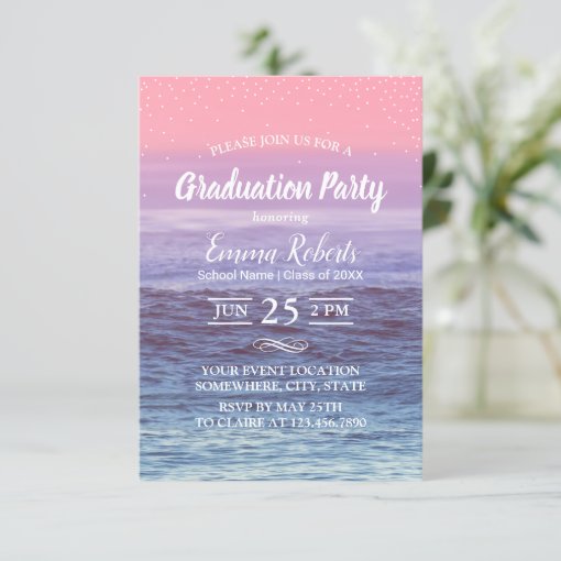Elegant Tropical Beach Graduation Party Invitation | Zazzle