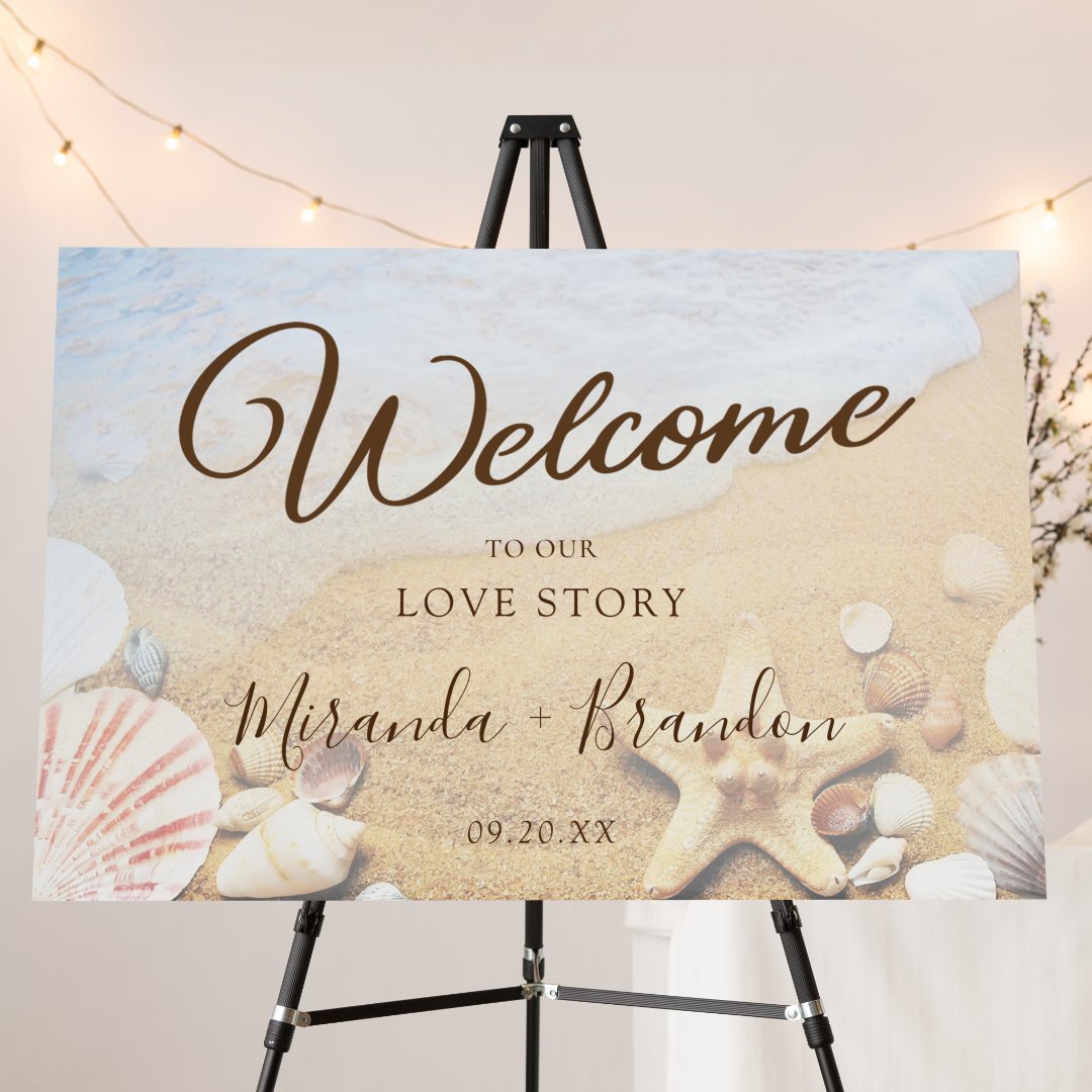 Elegant Tropical Beach Wedding Welcome Sign | Zazzle