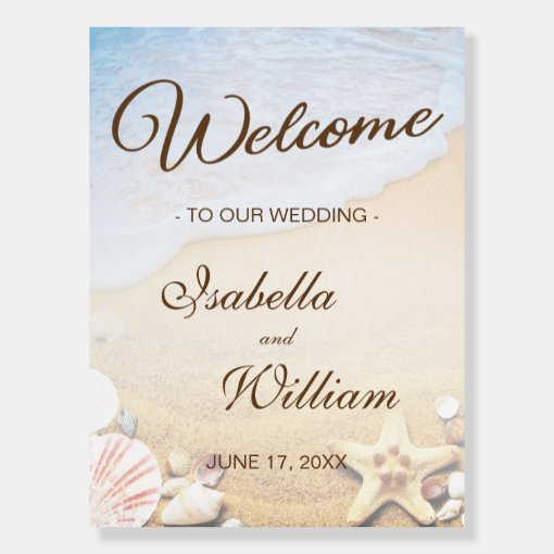 Elegant Tropical Beach Wedding Welcome Sign | Zazzle